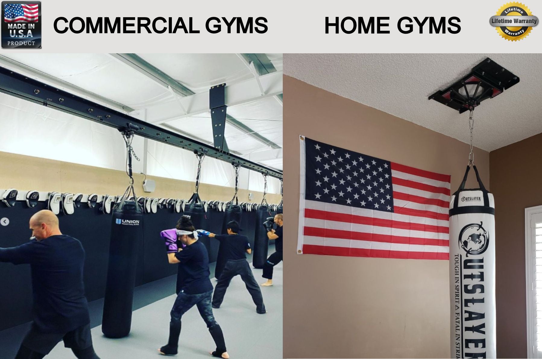 Heavy Bag Mounts - Pull Up Bars - Rail Systems - Made in USA