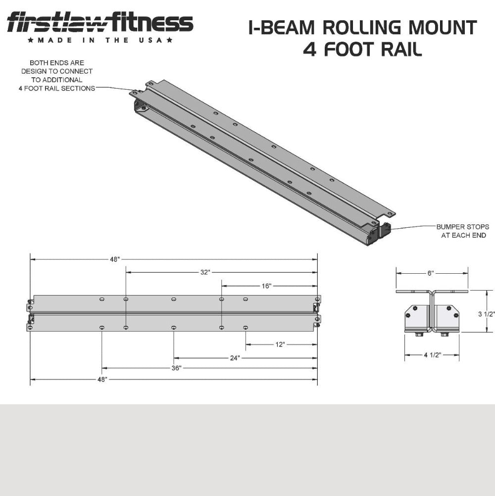 4ft Rail & Rolling Mount - with Standard Brake - Firstlaw Fitness